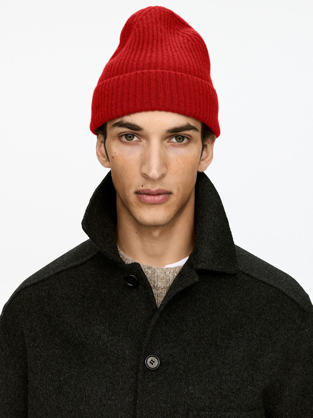 Rib-Knit Wool-Blend Beanie - Red - Men | H&M GB