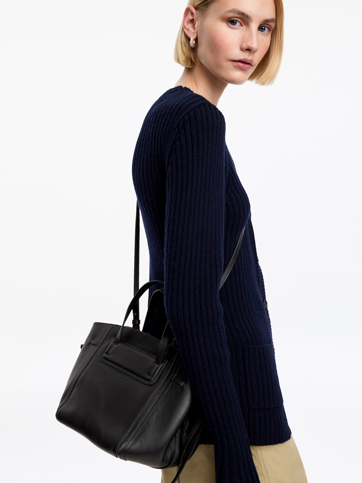 Women's Black Split Leather Tote Bag | H&M GB