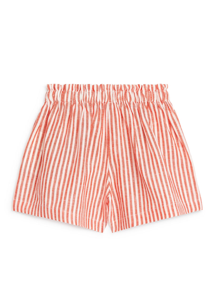 Wide Linen Shorts – Red/White – Children – ARKET NL