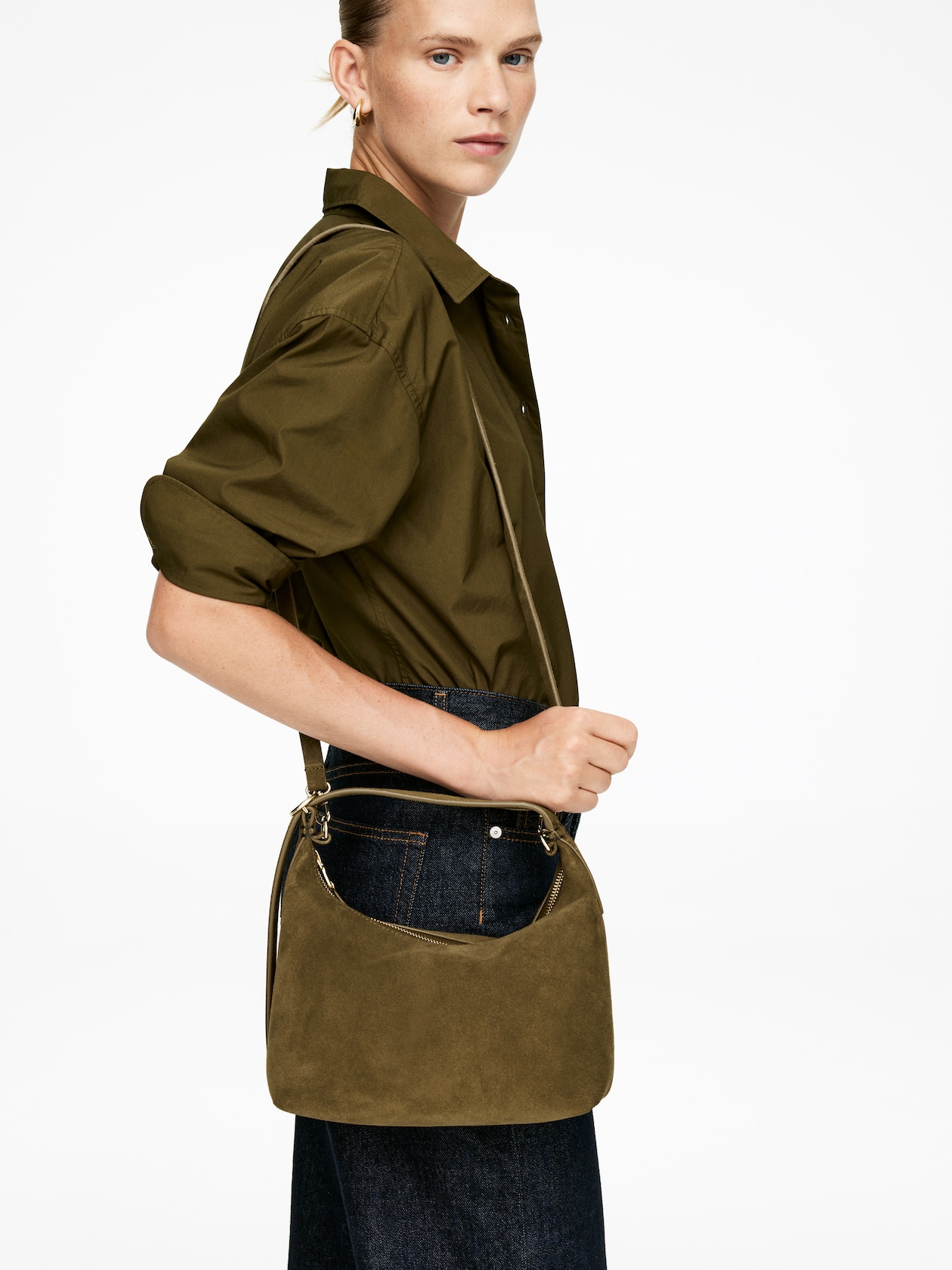 Väska i spaltmocka - Khakigrön - DAM | H&M SE