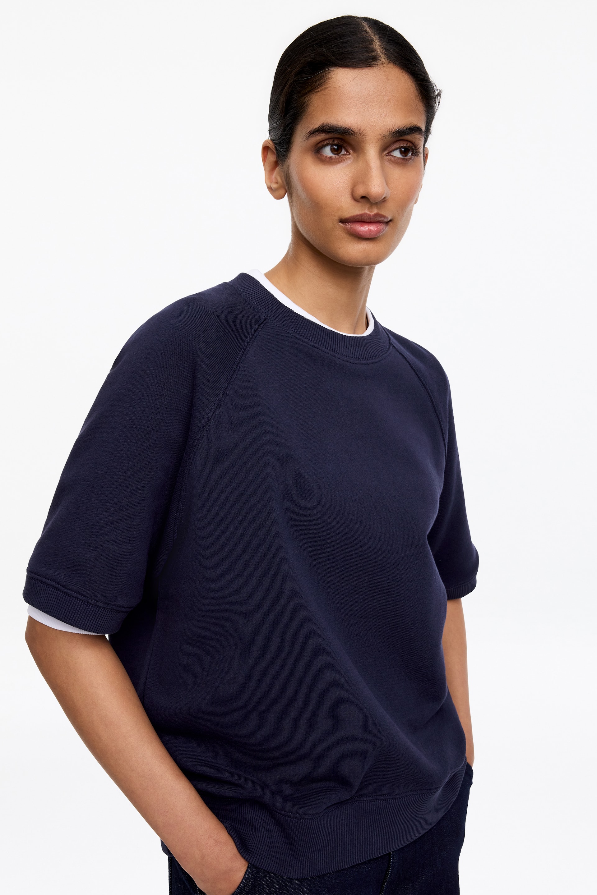 Women's Dark Blue French Terry Sweatshirt | H&M GB
