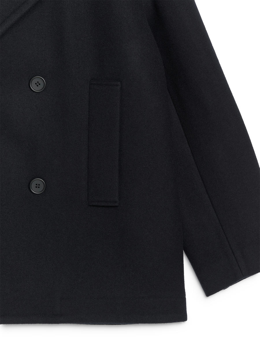 Wool-Blend Pea Coat – Dark Blue – Men – ARKET NL