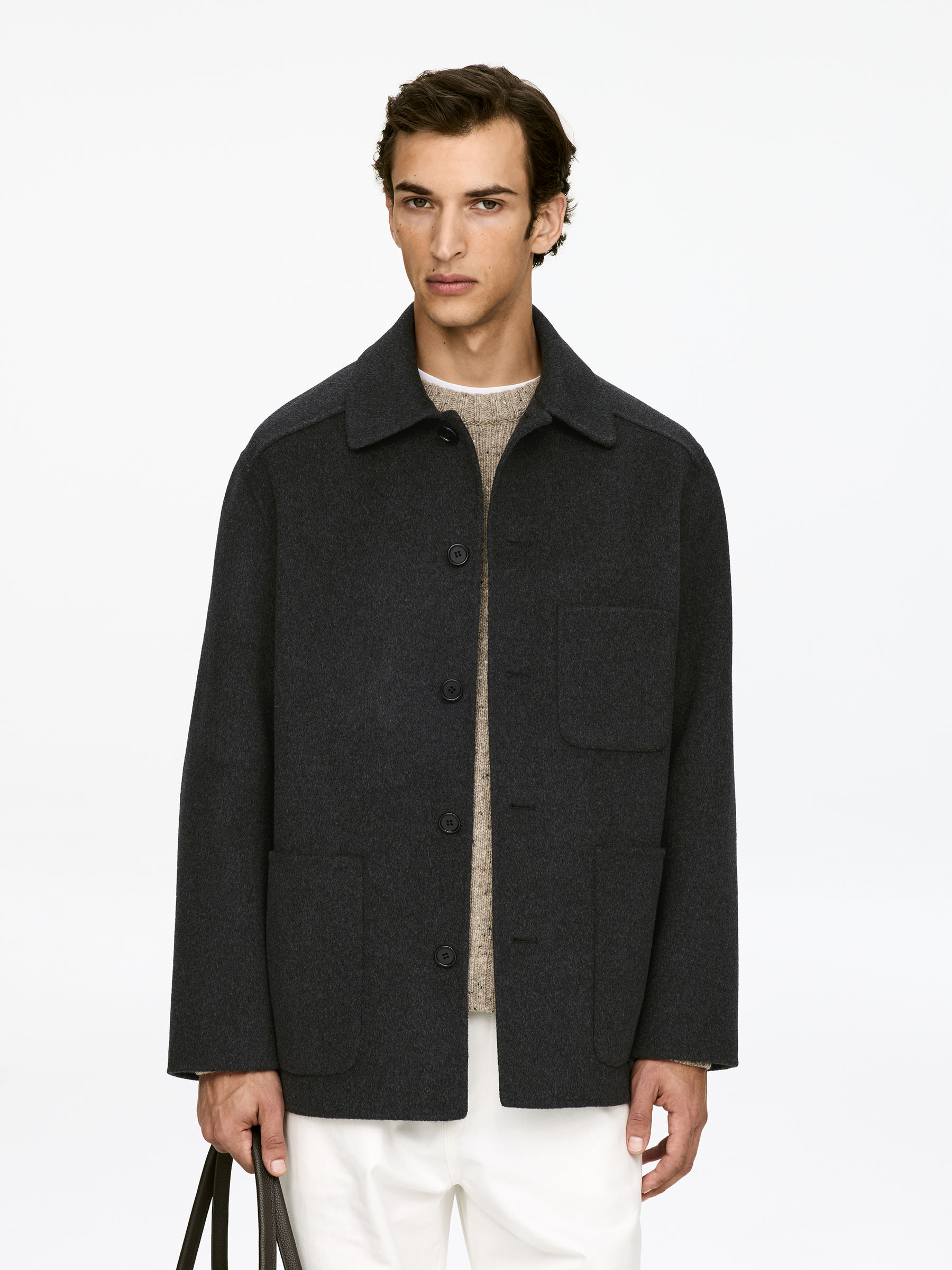 Double-Face Wool Blend Jacket – Dark Grey – Men – ARKET DK