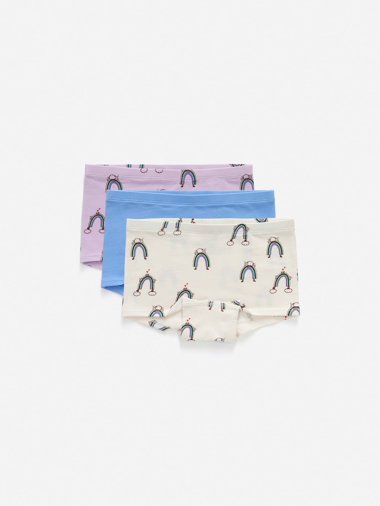 Off White/Rainbow Cotton Jersey Boxers Set of 3 for kids | H&M GB