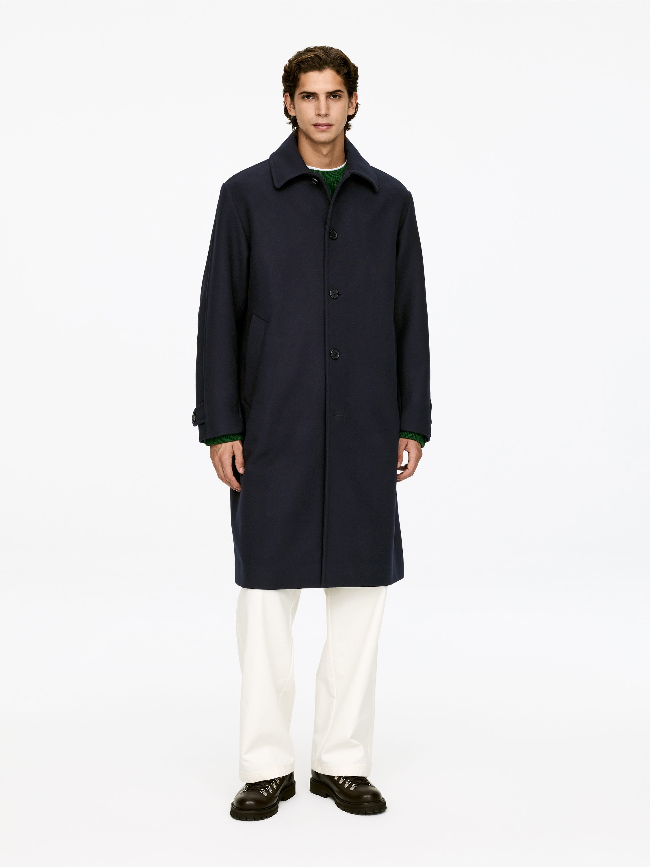 Doublé Wool-Blend Coat – Dark Blue – Men – ARKET EU