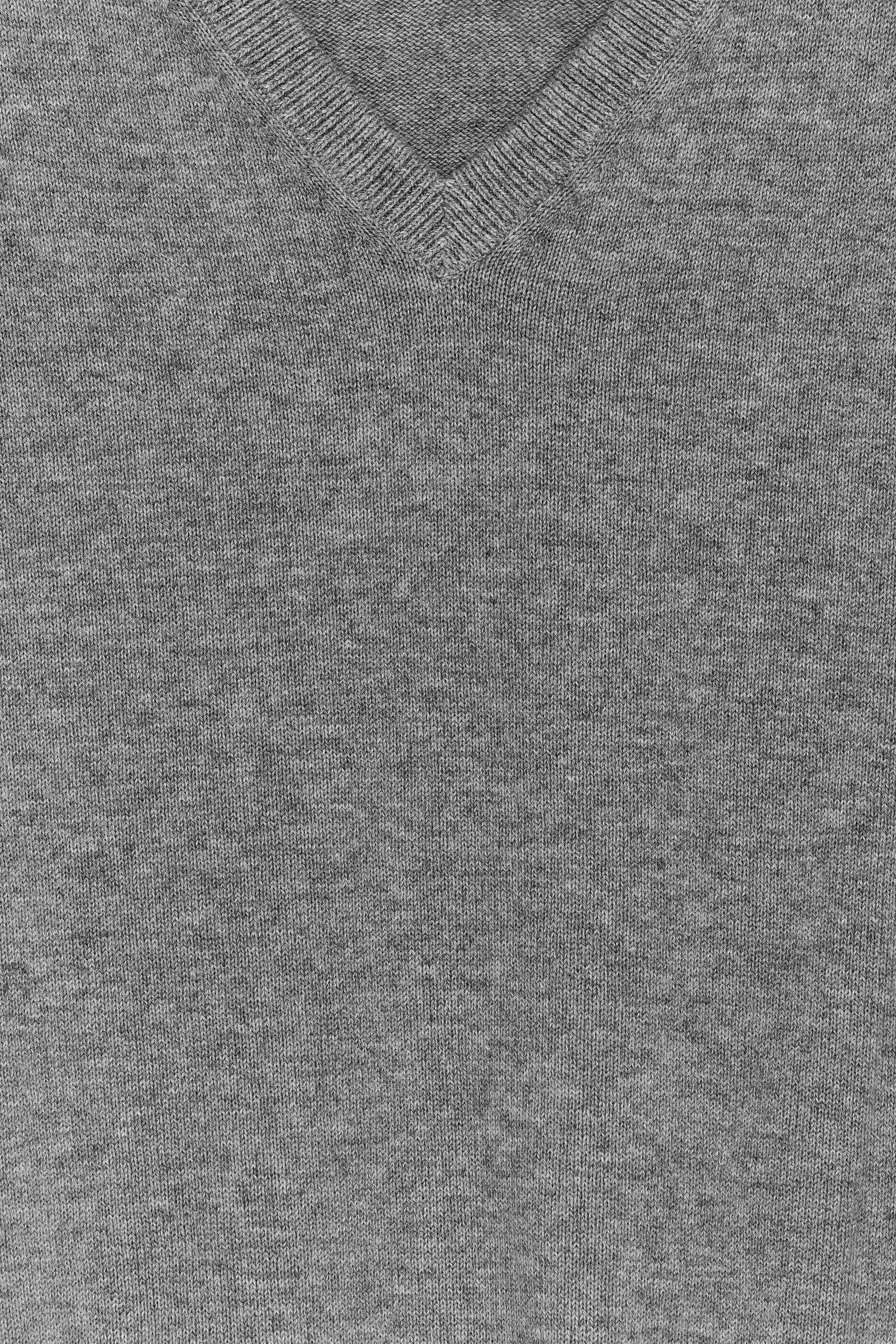 Cotton-Wool V-Neck Jumper - Grey Melange - Ladies | H&M GB